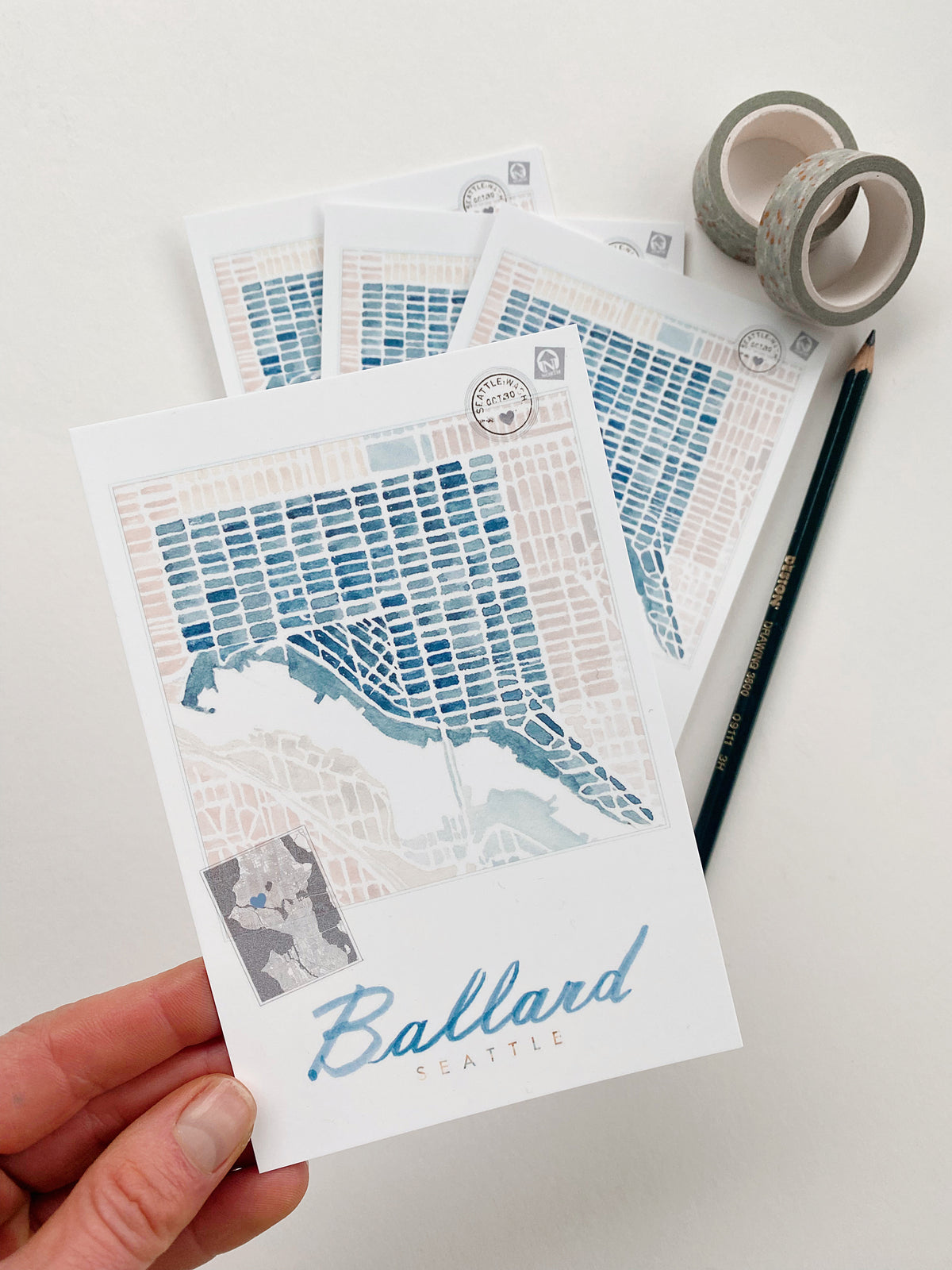 BALLARD Seattle Neighborhood Map Postcard — Turn-of-the-Centuries