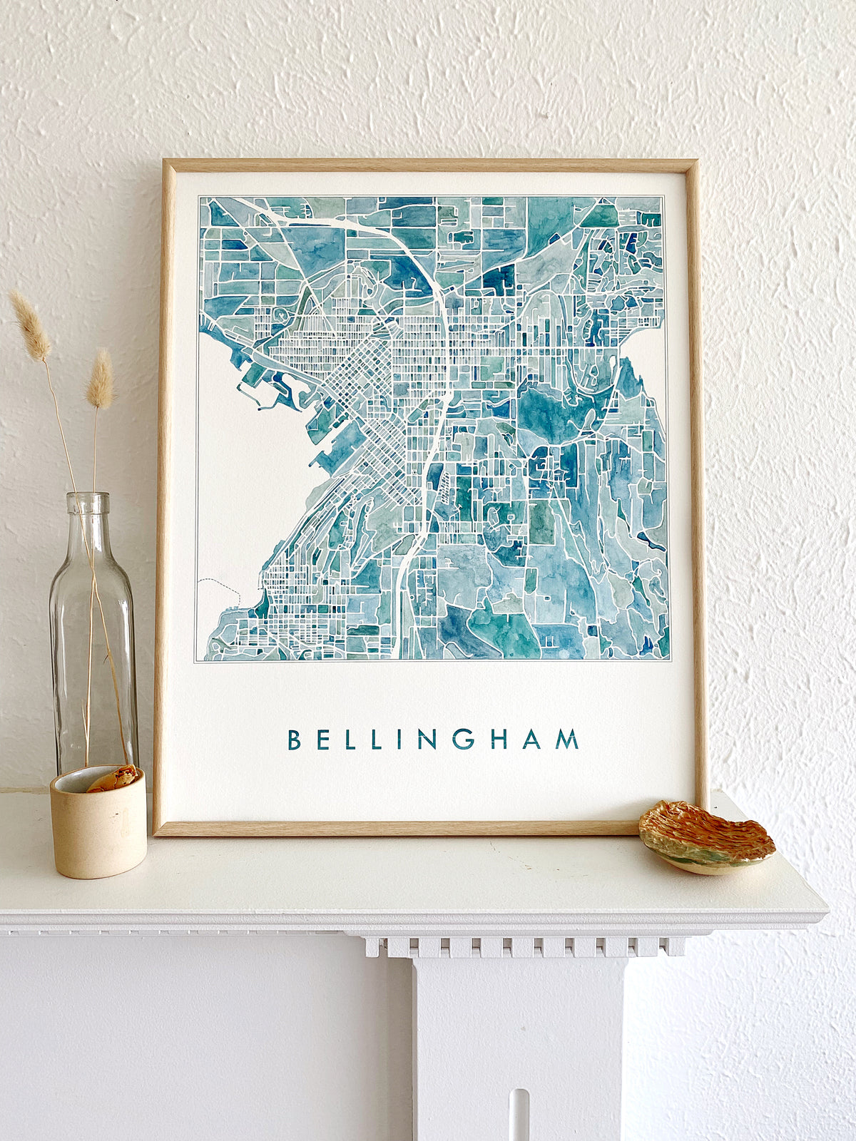 BELLINGHAM Washington Watercolor City Blocks Map: ORIGINAL PAINTING ...