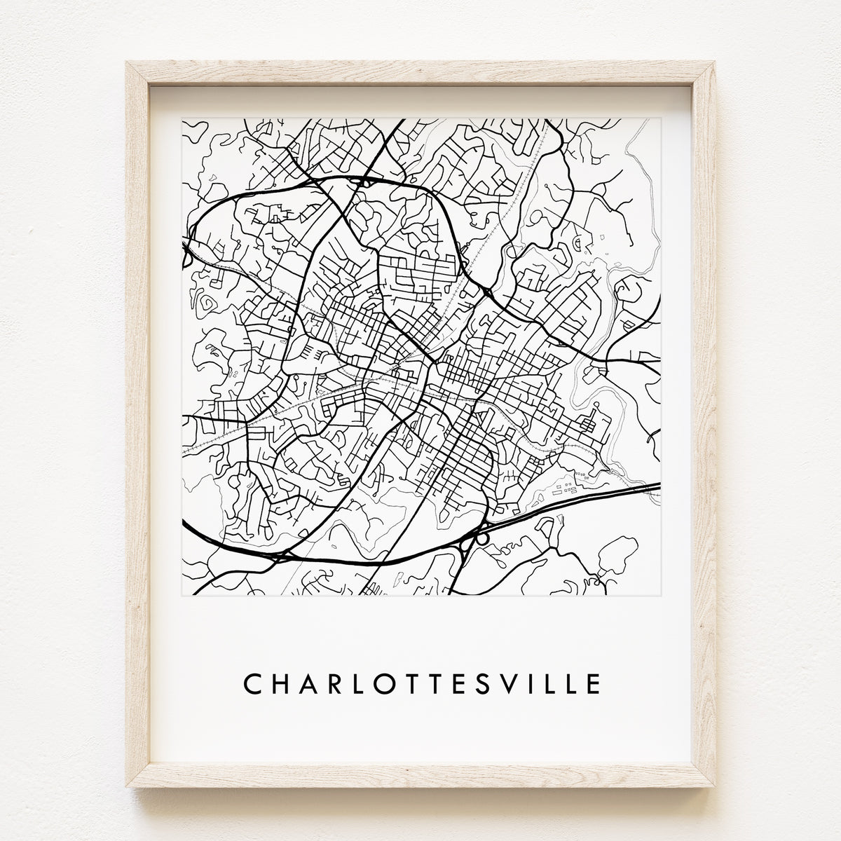 CHARLOTTESVILLE Virginia City Lines Map: PRINT — Turn-of-the-Centuries