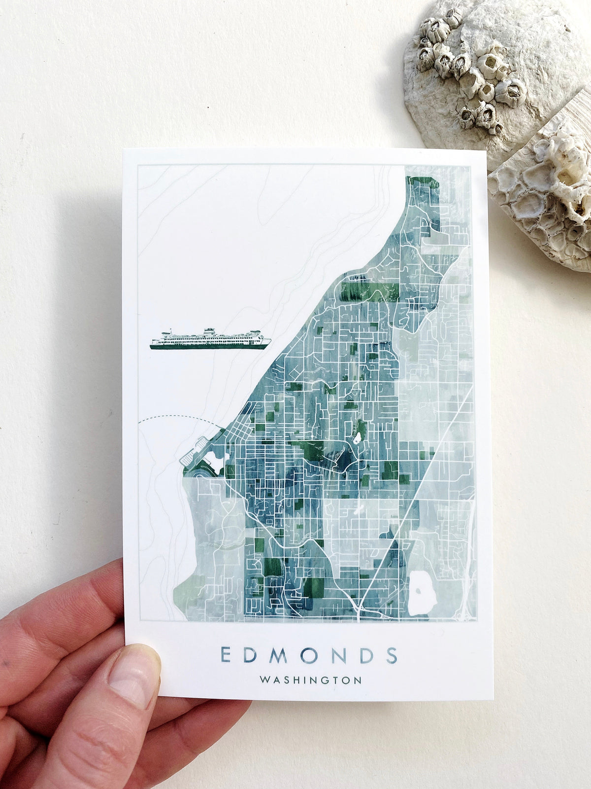 EDMONDS Washington City Map Postcard — Turn-of-the-Centuries