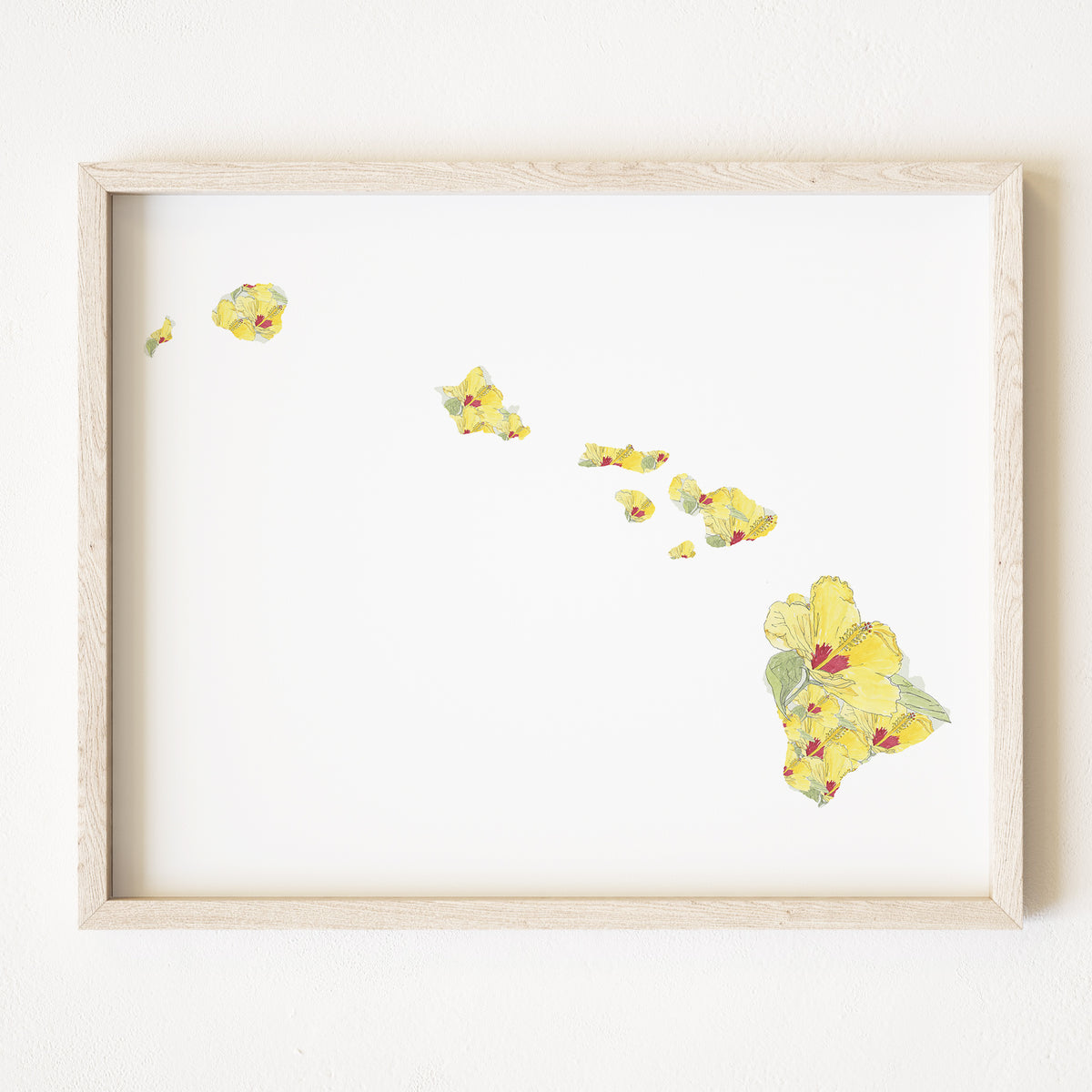 HAWAII State Flower Map: Pua Aloalo: PRINT — Turn-of-the-Centuries