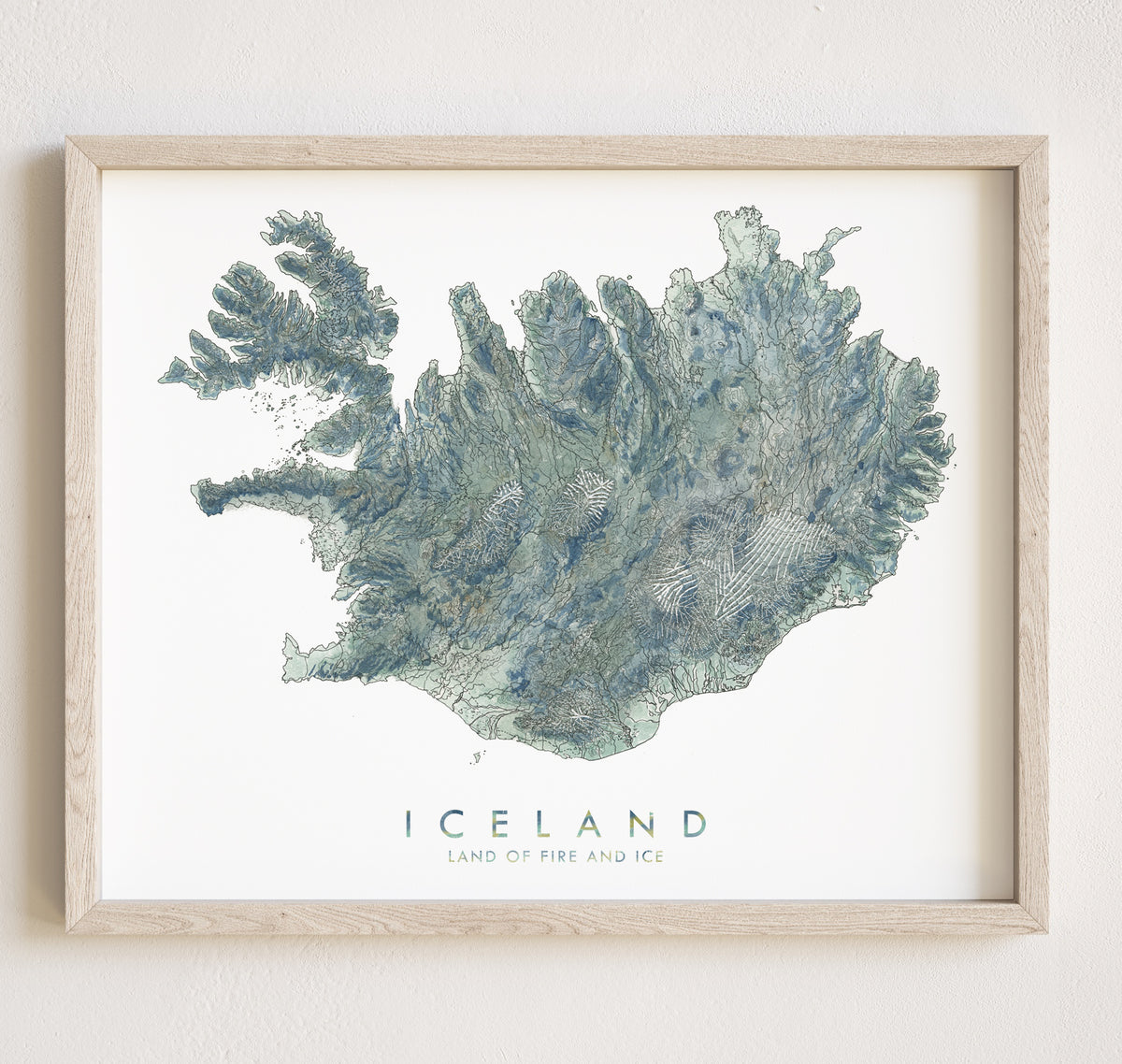ICELAND Topographical Watercolor Map + Stitching: PRINT — Turn-of-the ...