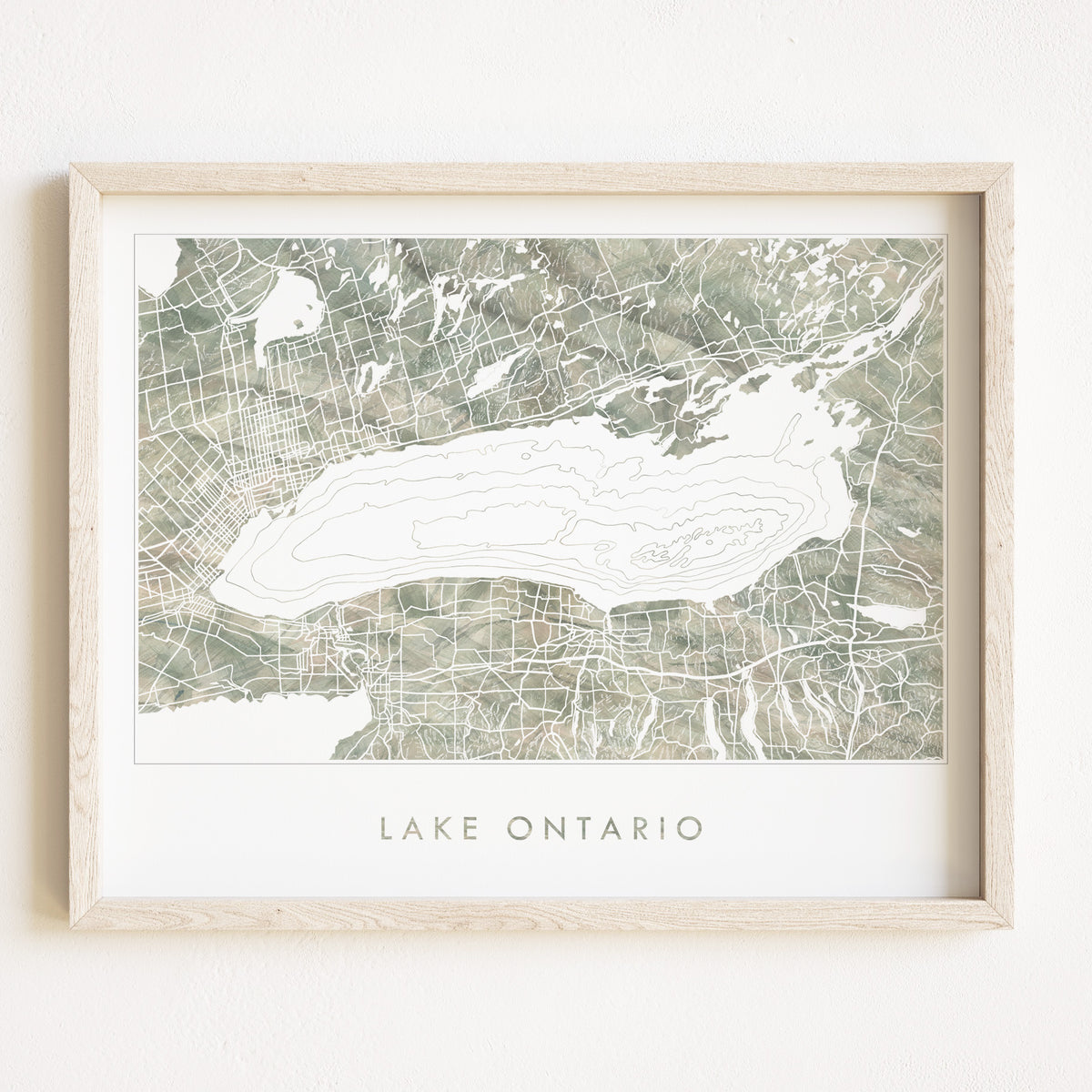 Lake ONTARIO Topographical Watercolor Map: PRINT — Turn-of-the-Centuries