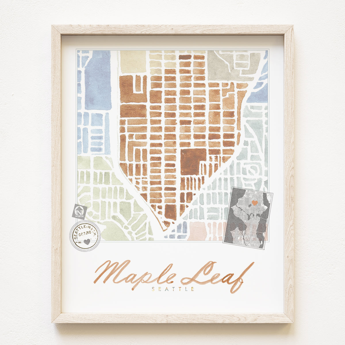 Maple Valley SEATTLE Neighborhood Watercolor Map: PRINT — Turn-of-the ...