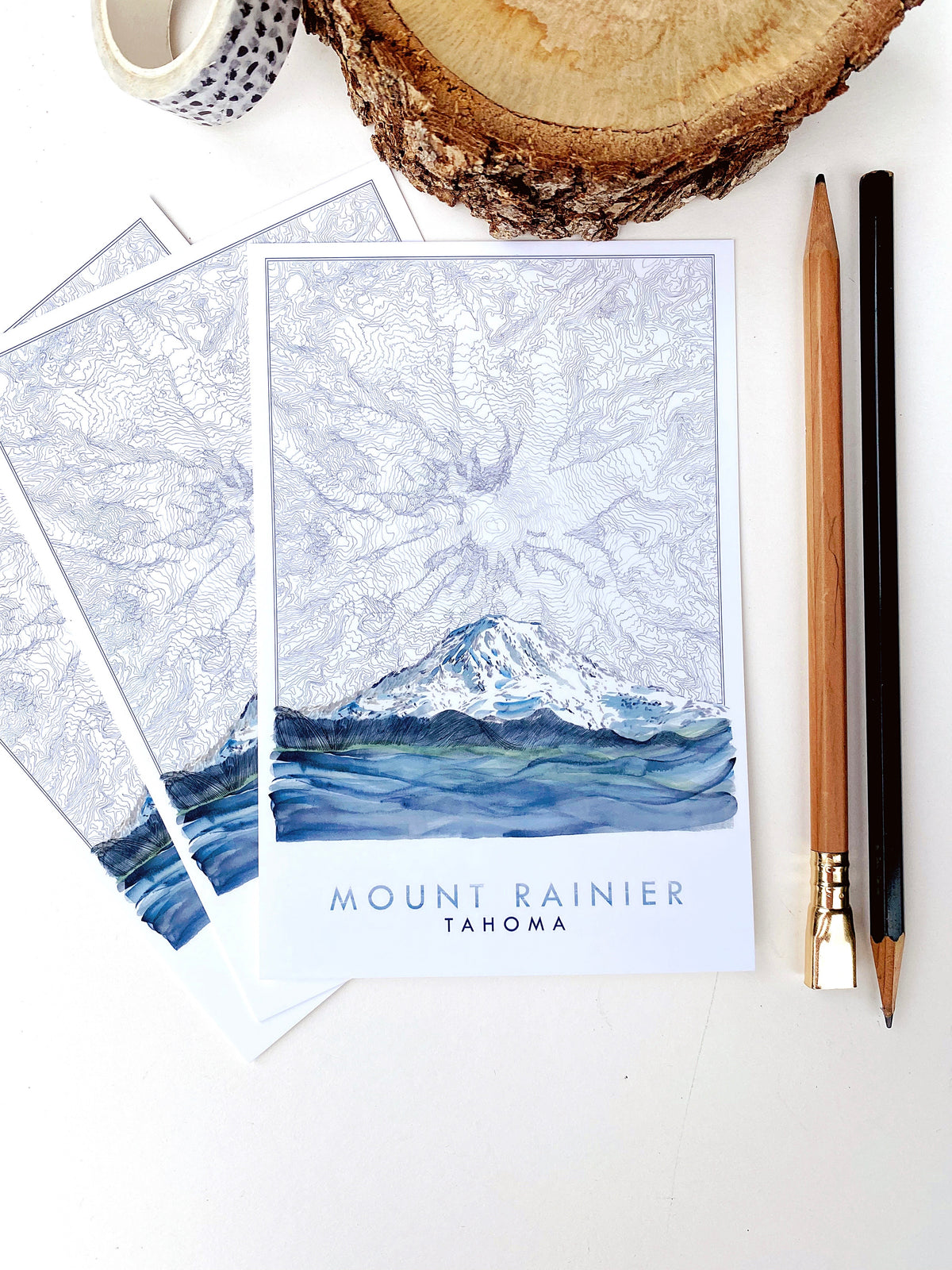MOUNT RAINIER, Tahoma, Washington Mountain Map Postcard — Turn-of-the ...
