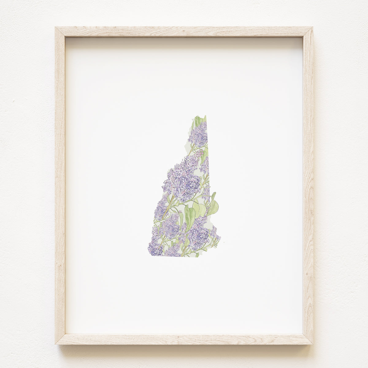 NEW HAMPSHIRE State Flower Map: Purple Lilac: PRINT — Turn-of-the-Centuries