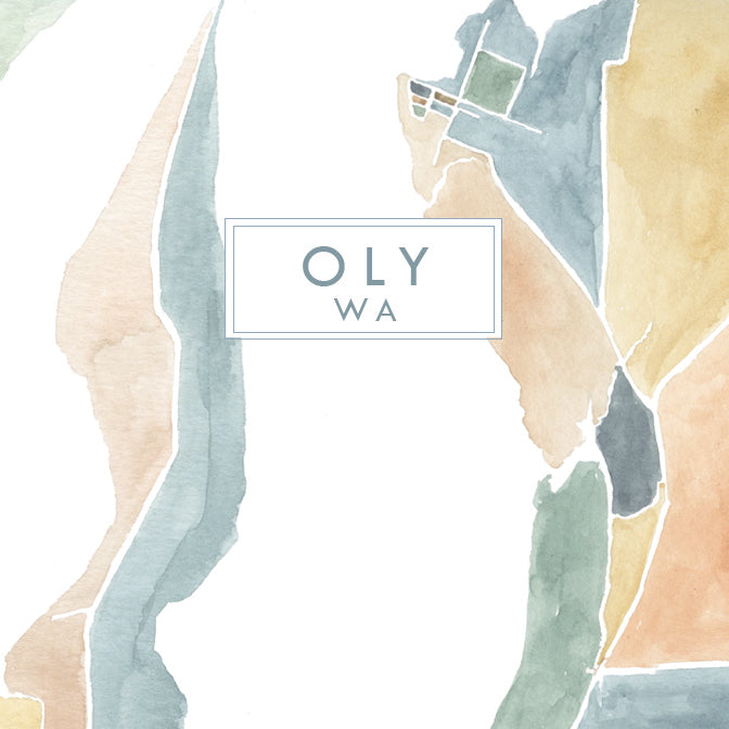 OLY Olympia Washington Watercolor Map - city nickname greeting card ...