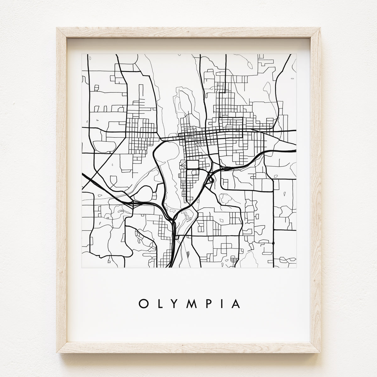 OLYMPIA Washington City Lines Map: PRINT — Turn-of-the-Centuries