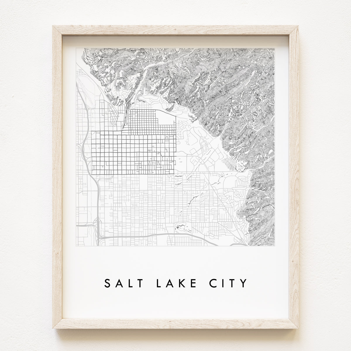 SALT LAKE CITY Cit Lines Map + Topographic Drawing: PRINT — Turn-of-the ...