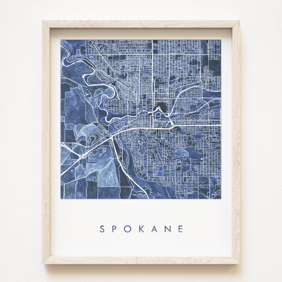 SPOKANE Watercolor City Blocks Map: PRINT — Turn-of-the-Centuries