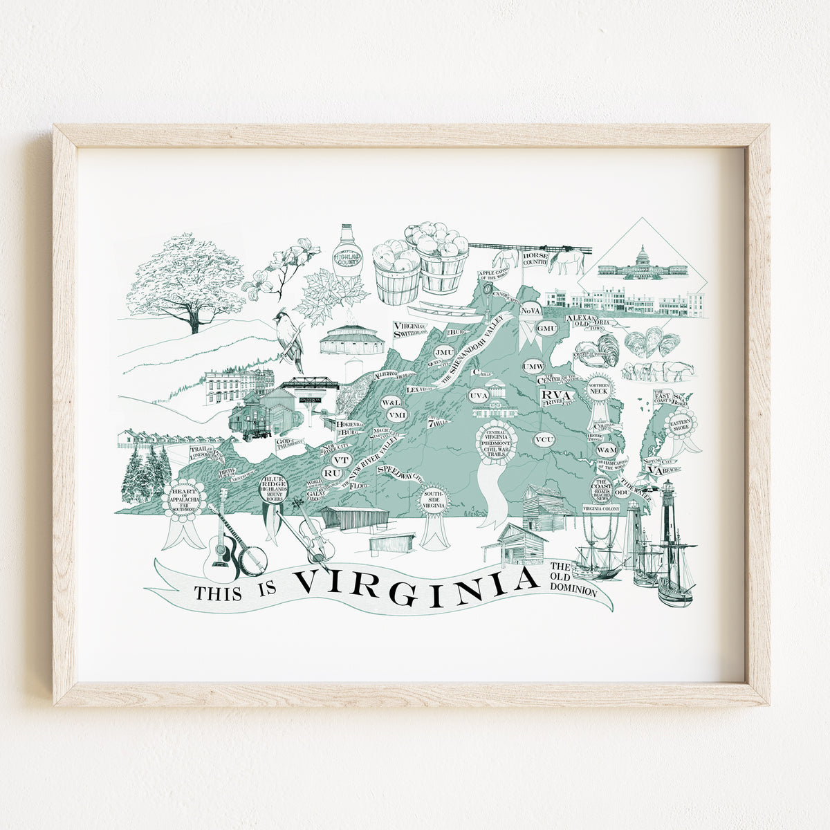 A Map of VIRGINIANA Virginia Map-drawing: PRINT — Turn-of-the-Centuries