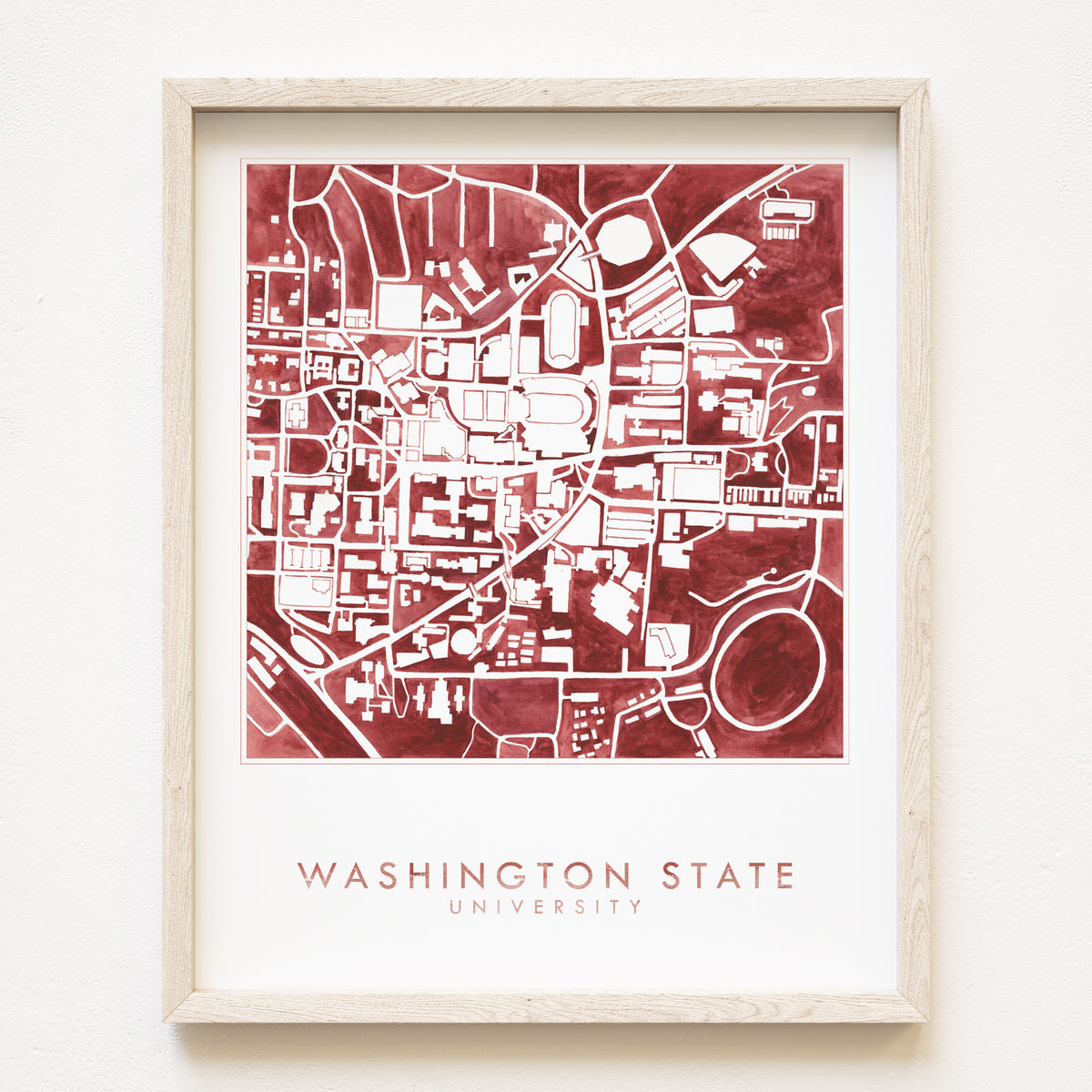 Washington State University Pullman Campus Watercolor Map: PRINT — Turn ...