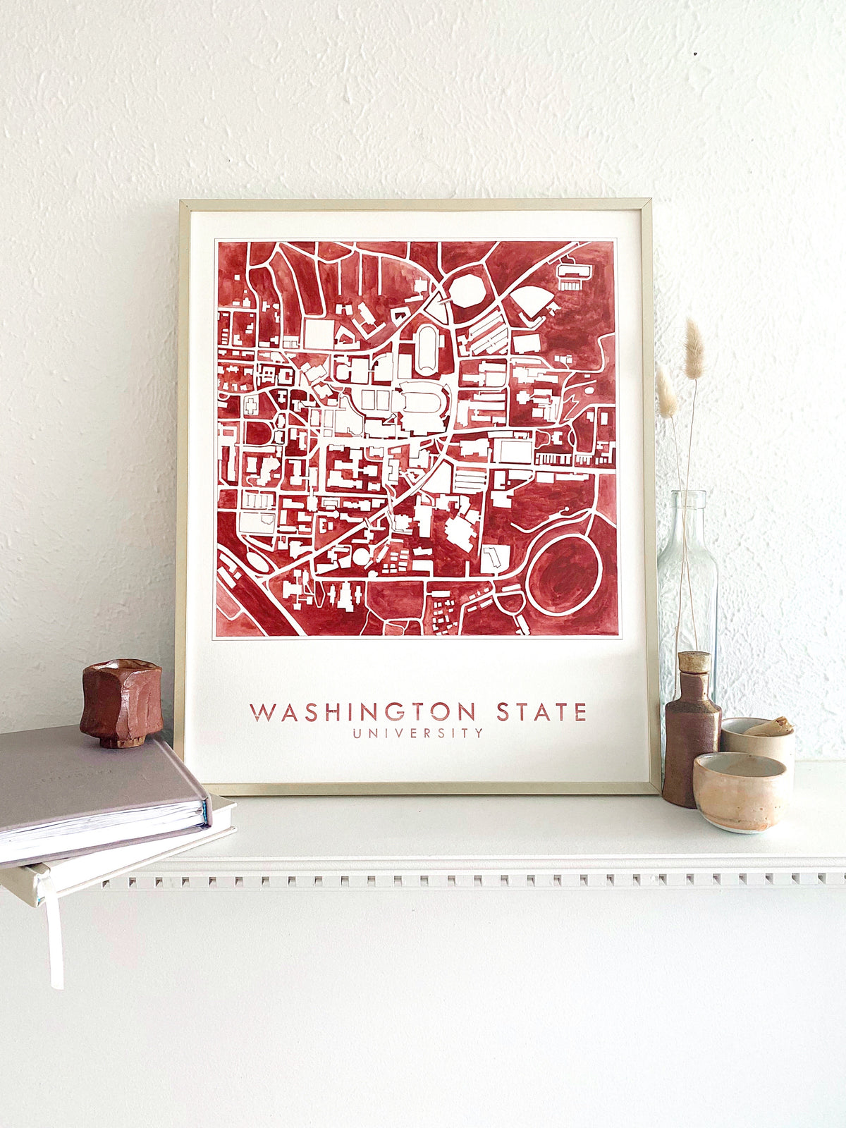 WASHINGTON STATE UNIVERSITY Campus Watercolor Map: ORIGINAL PAINTING ...