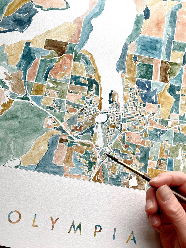 Watercolor City Blocks Maps — Turn-of-the-Centuries