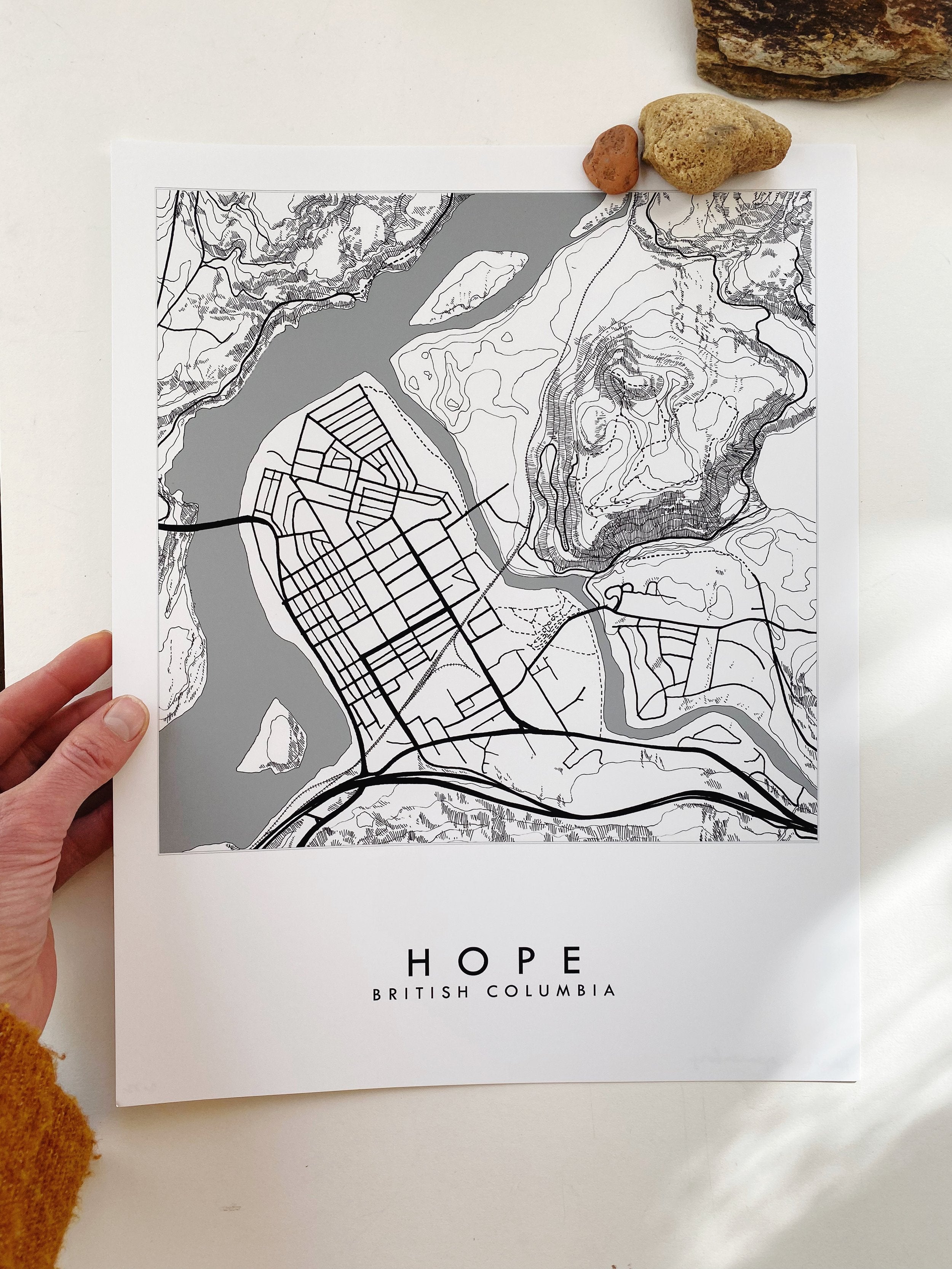 HOPE BC Canada City Lines Map: PRINT — Turn-of-the-Centuries