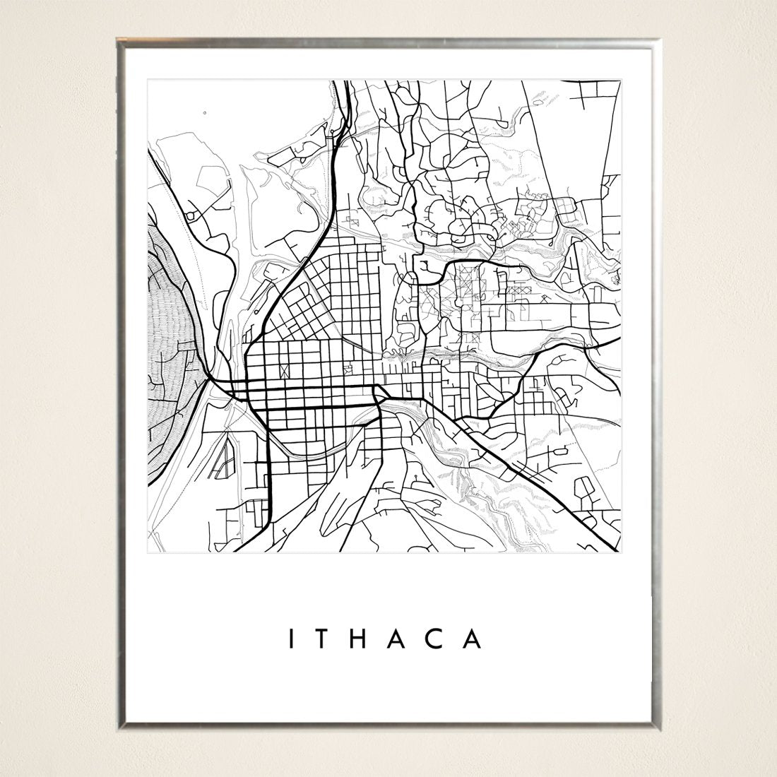 ITHACA Topo City Lines Map: PRINT — Turn-of-the-Centuries