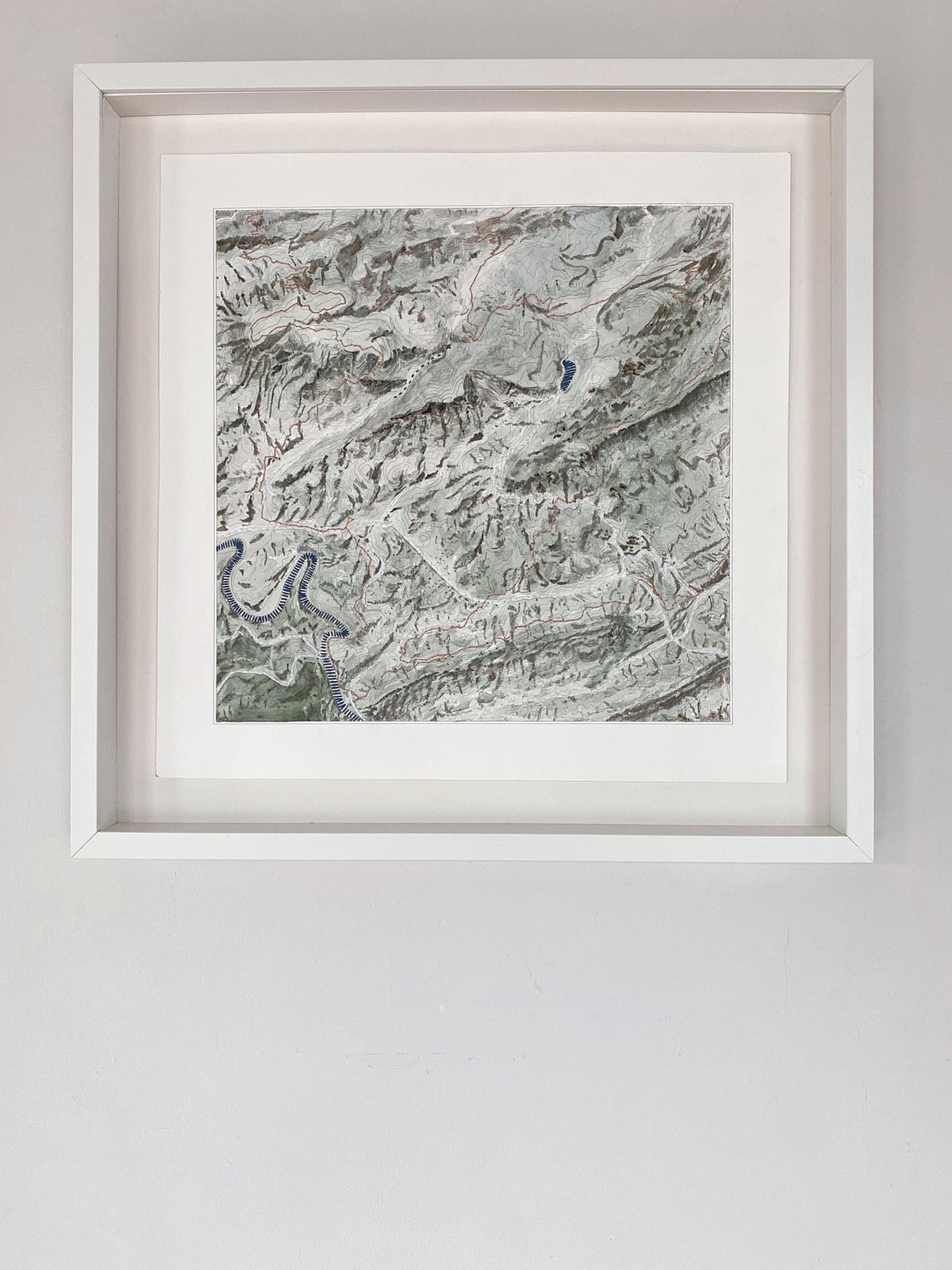 JOURNEY 4 Topographic Watercolor Map: ORIGINAL STITCHED PAINTING + FRA ...