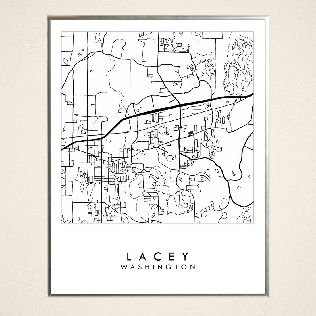 LACEY Washington City Lines Map: PRINT — Turn-of-the-Centuries